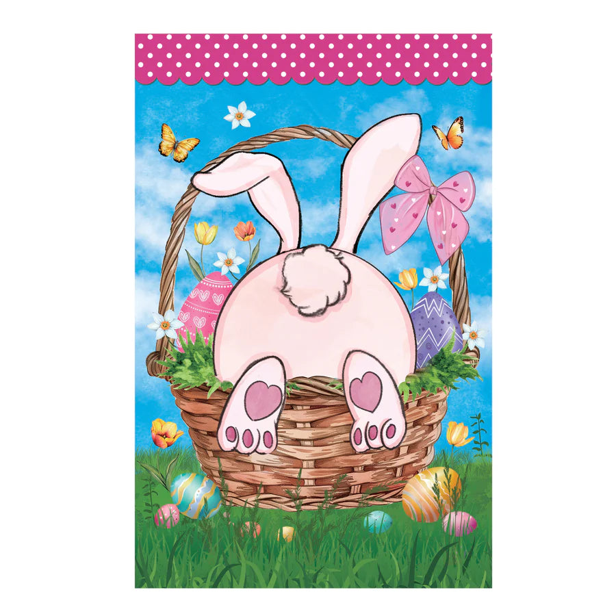 Basket Bunny Applique Garden Flag - My Secret Garden