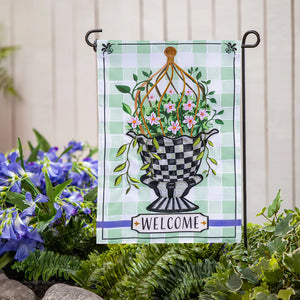 Spring Topiary Applique Garden Flag - My Secret Garden