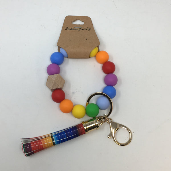 Wooden/Silicone Bead Key Ring - My Secret Garden